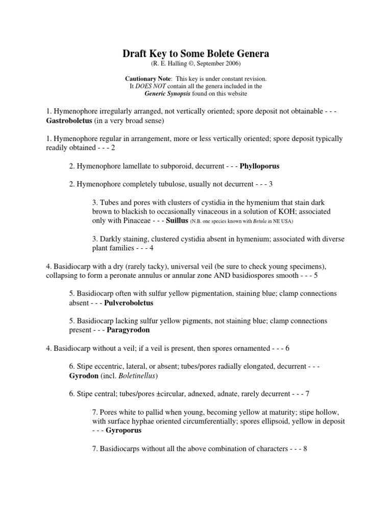Generic Key - Fungi | PDF | Mycology | Edible Fungi