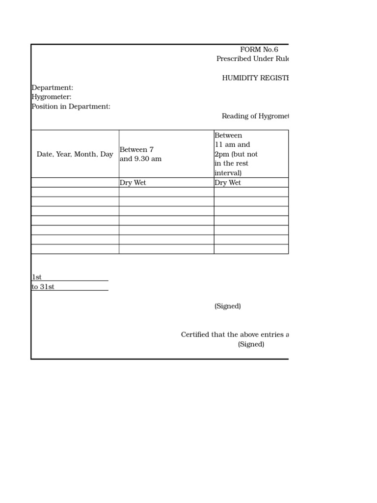 Humidity Register | PDF