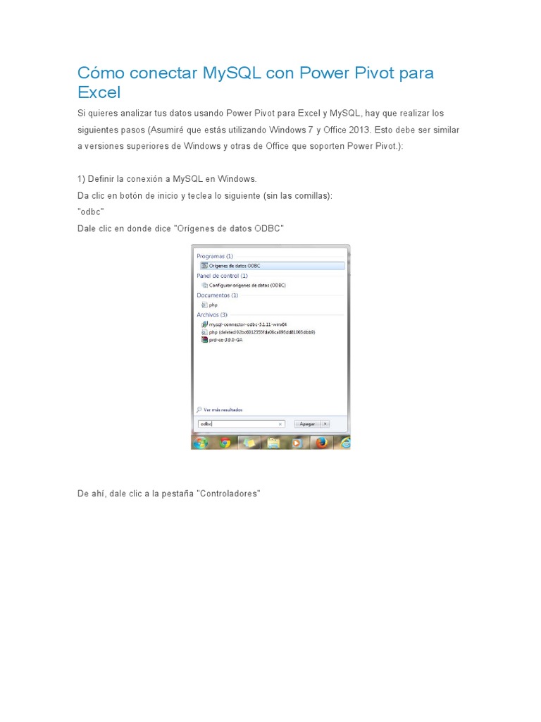 Cómo Conectar MySQL Con Power Pivot para Excel | PDF | Microsoft Excel | Servidor SQL de Microsoft