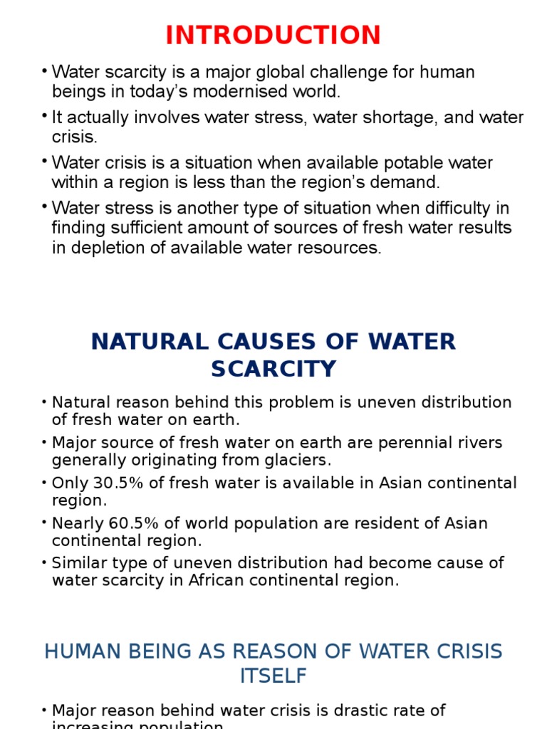 Causes Of Scarcity Of Water
