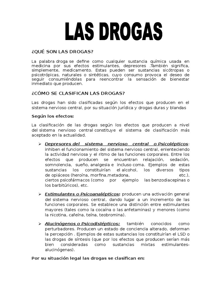 Las Drogas | PDF | La dependencia de sustancias | Drogas
