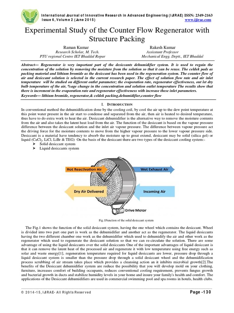 IJIRAE:: Experimental Study of The Counter Flow Regenerator With ...
