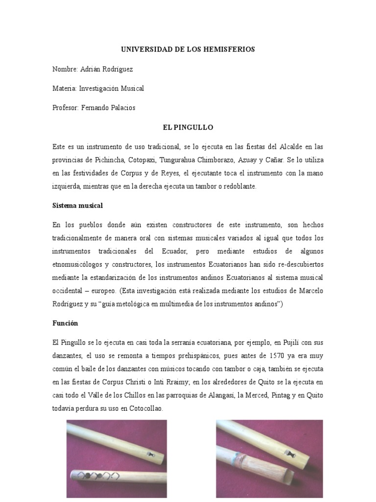 Organologia Del Pingullo | PDF | Sonido | Intervalo (música)