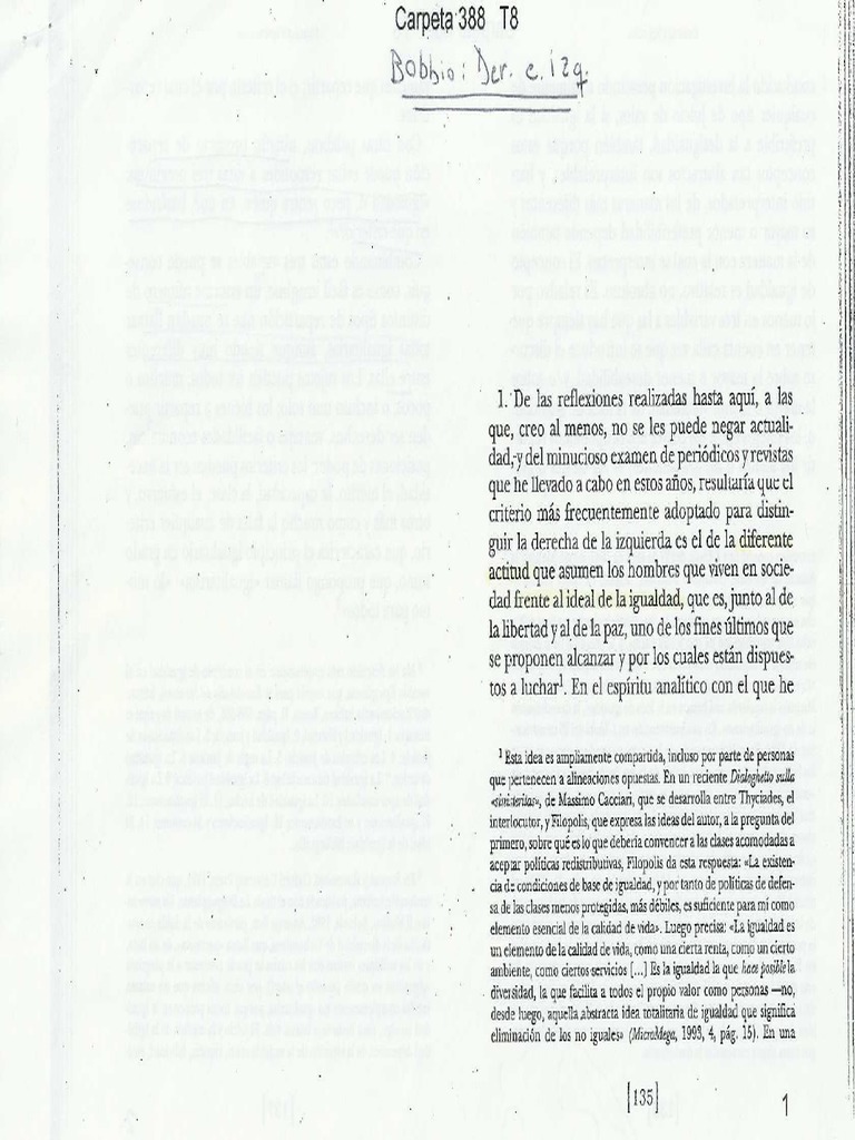 Norberto Bobbio Derecha E Izquierda Pdf Pdf