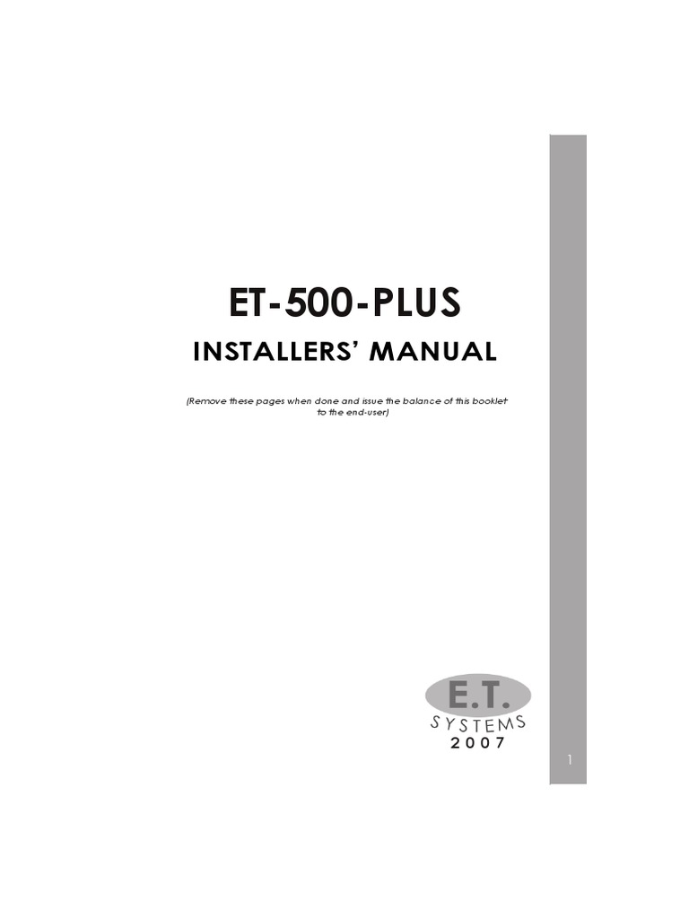 Et500plus Install Manual | PDF | Power Supply | Transmission (Mechanics)