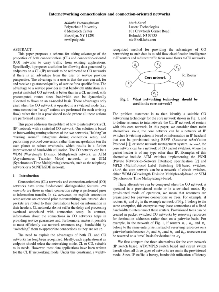 Internetworking Connectionless and Connection-Oriented Networks | PDF | Transmission Control ...