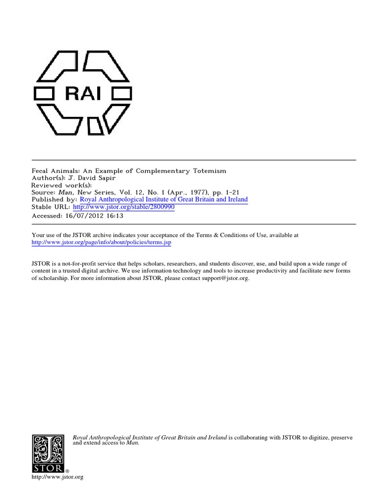 SAPIR David - Complementary Totemism | PDF