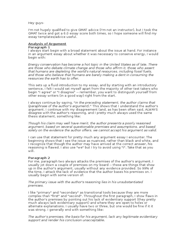 Essay Template GMAT | PDF