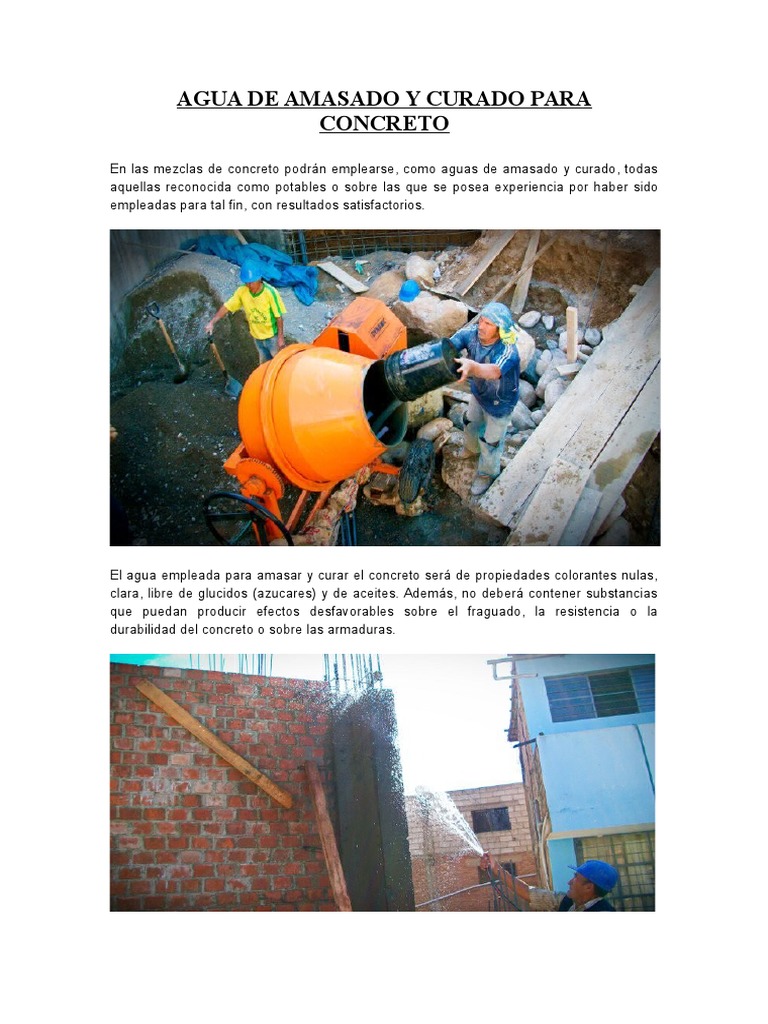Agua de Amasado y Curado para Concreto | PDF | Cemento | Agua
