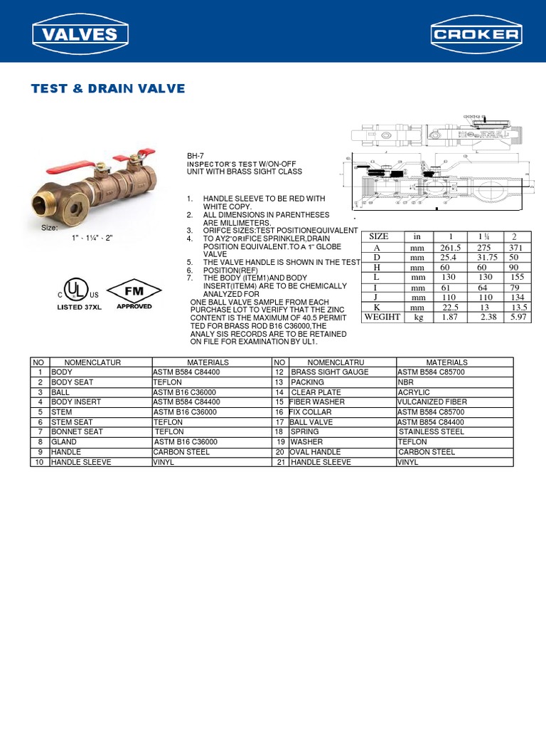 Croker Test & Drain | PDF | Valve | Mechanical Engineering