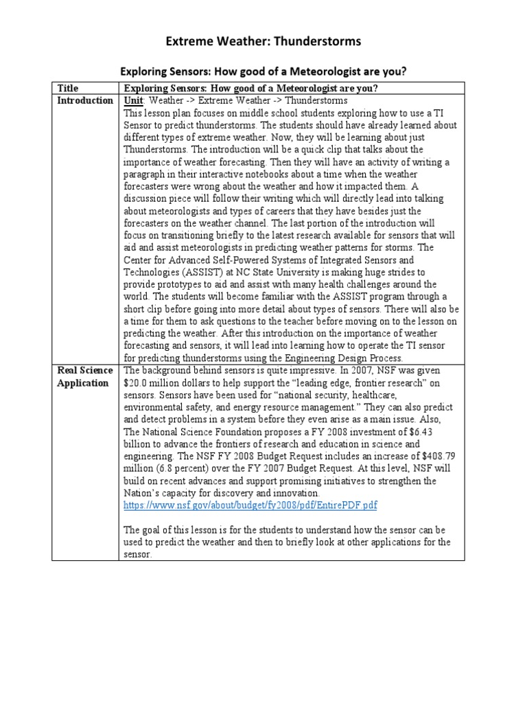 Thunderstorm Lesson Plan | PDF | Weather | Meteorology