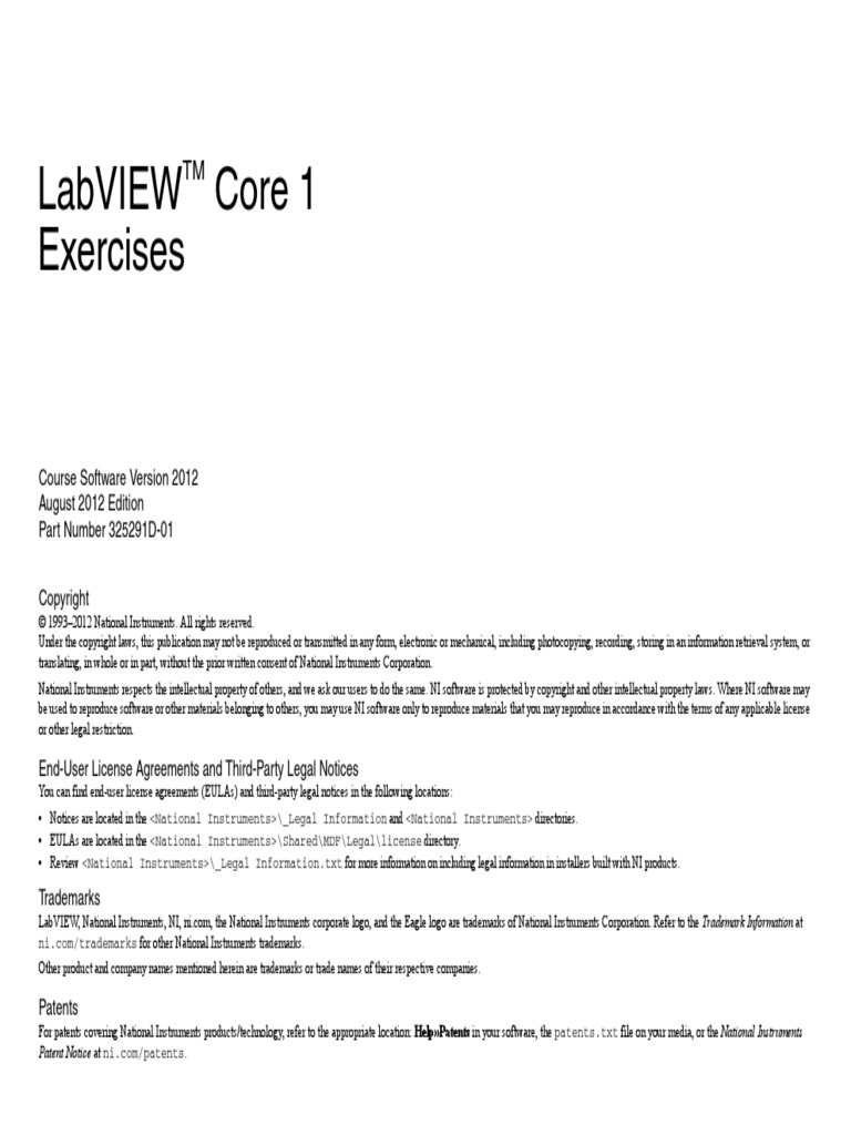 LabVIEW Core 1 Exercises | PDF | Control Flow | License