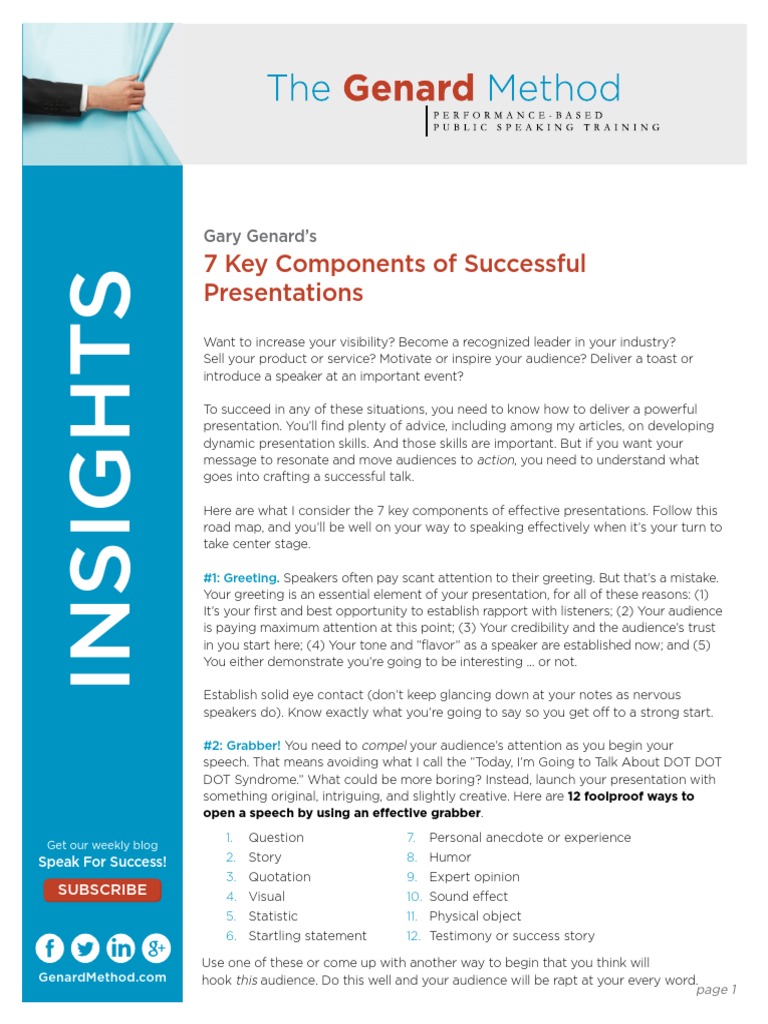 Genard Method Insights SevenComponents | PDF | Public Speaking ...