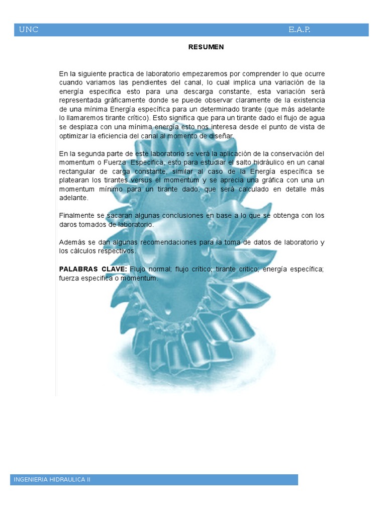 Fuerza y Energia Especifica | PDF | Impulso | Fuerza