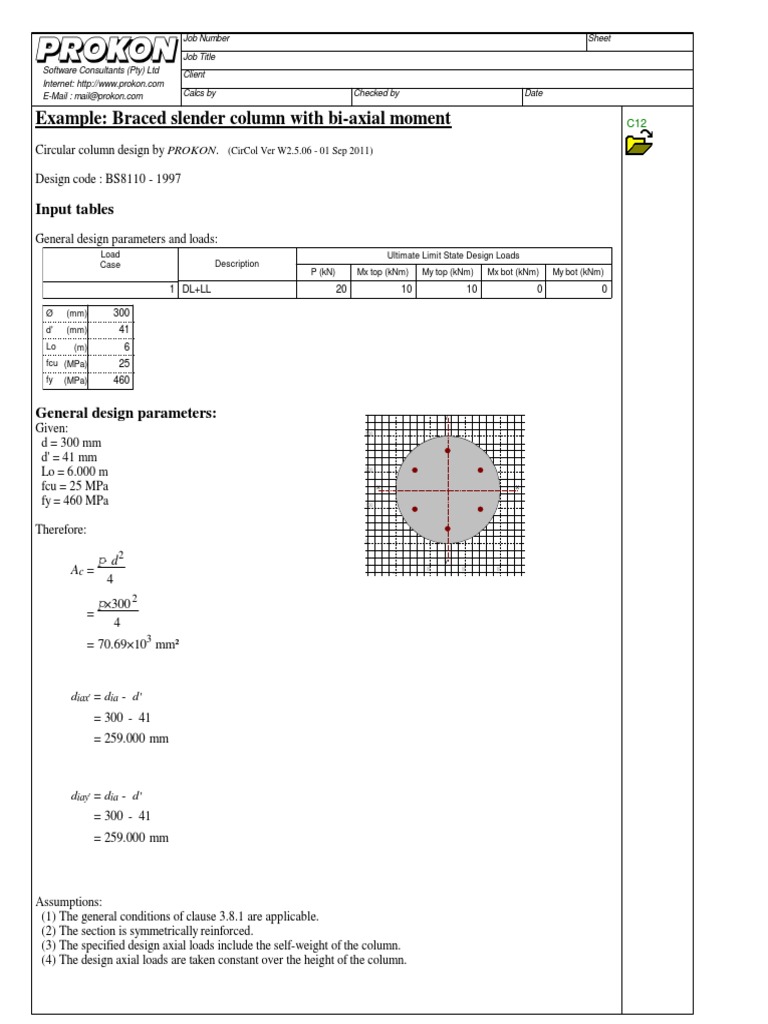 Prokon - Circular Column | PDF | Bending | Column