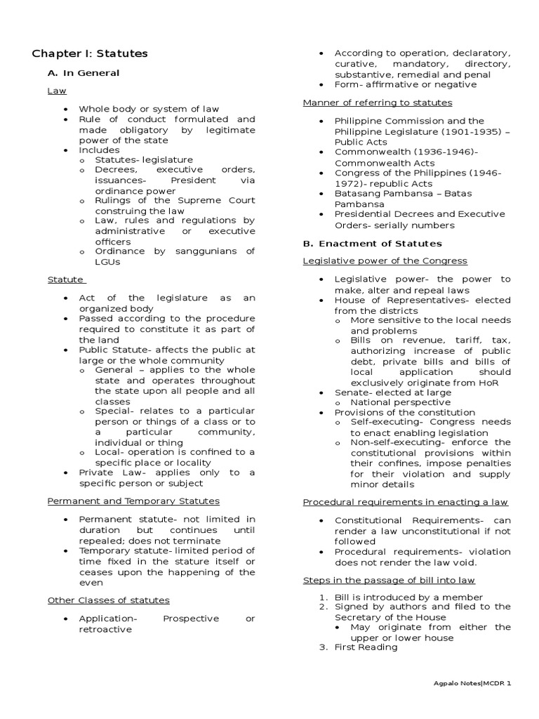 StatCon Notes | Download Free PDF | Statutory Interpretation | Standing ...