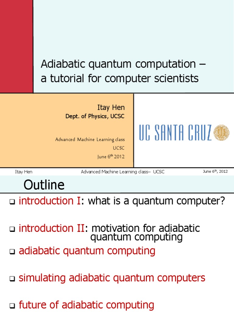 Adiabatic Quantum Computation - A Tutorial For Computer Scientists | PDF | Quantum Computing ...