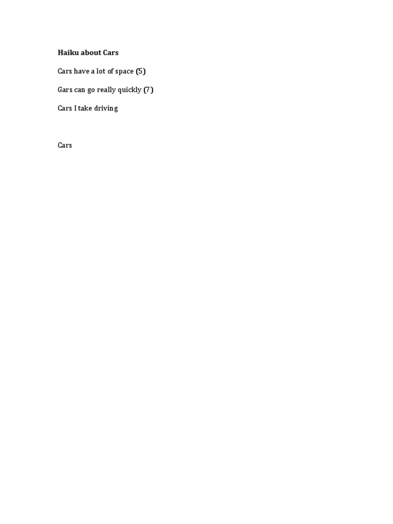 Haiku Poetry About Cars | PDF