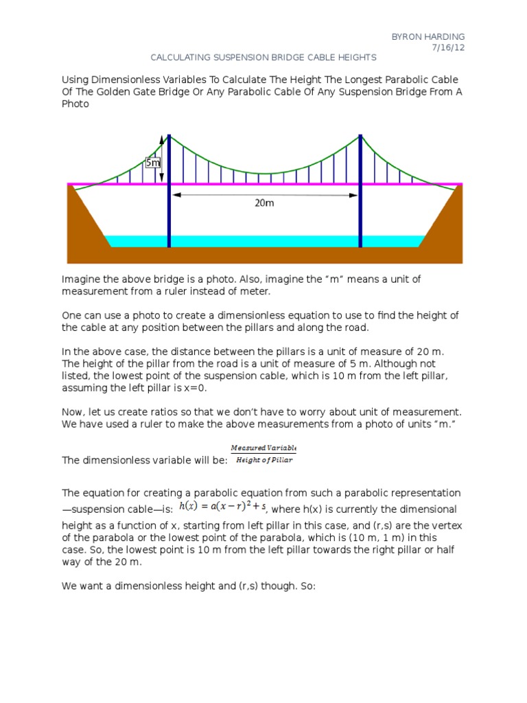 Calculating Bridge Suspension Cable Height With Dimensionless Equations ...