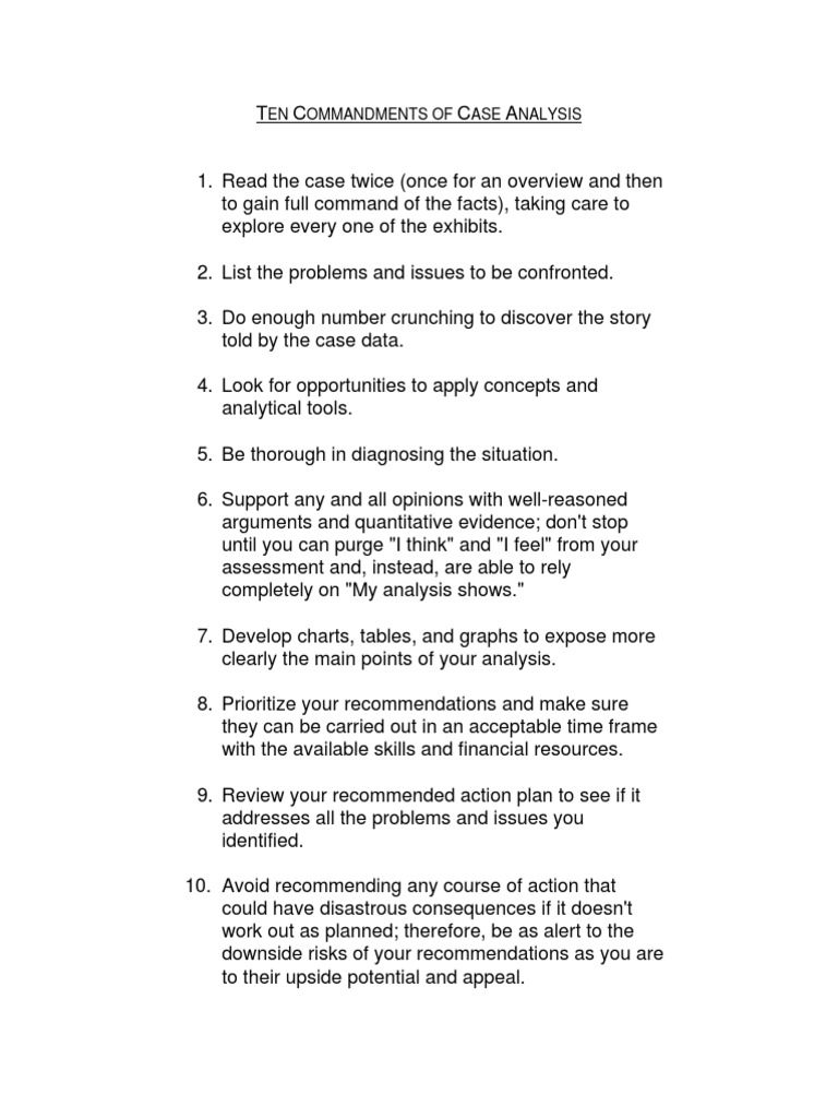 Ten Commandments of Case Analysis | PDF | Career & Growth