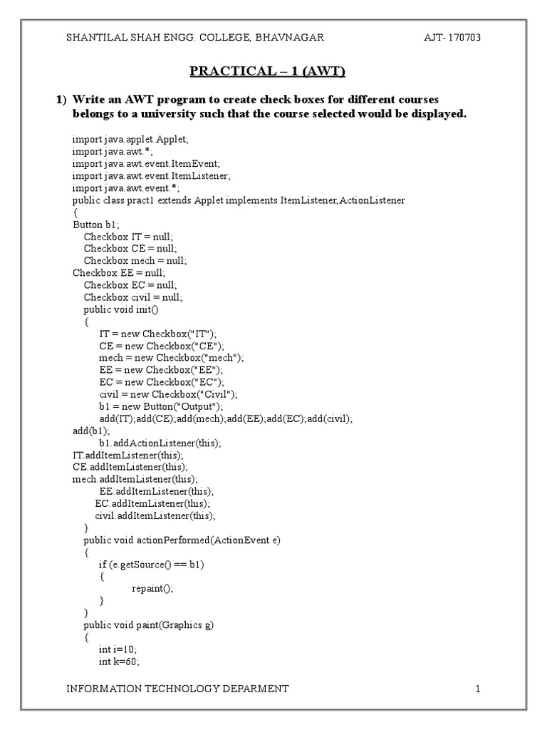 Advance Java Practical List | PDF | Java Servlet | Databases Advance Java Practical List | PDF | Java Servlet | Databases