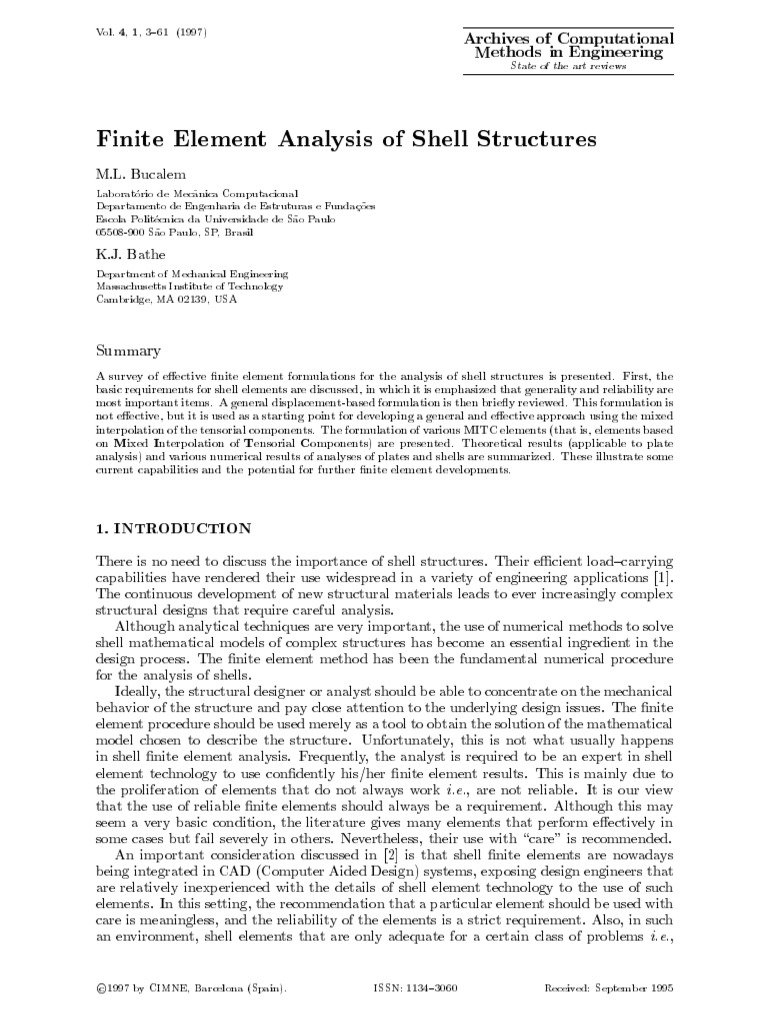 Finite Element Analysis of Shells | PDF | Computers