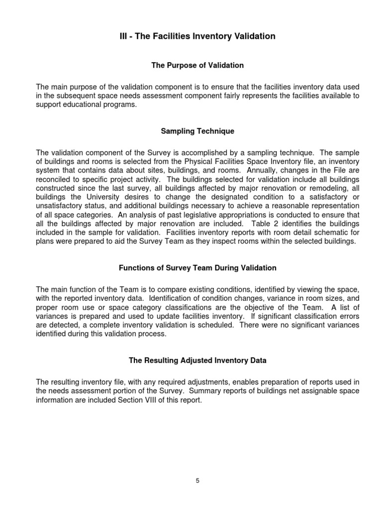 III - The Facilities Inventory Validation | PDF | Inventory | Survey ...