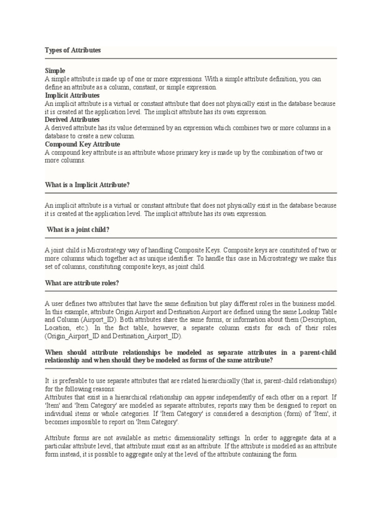 Types of Attributes Microstrategy Interview Questions | PDF ...