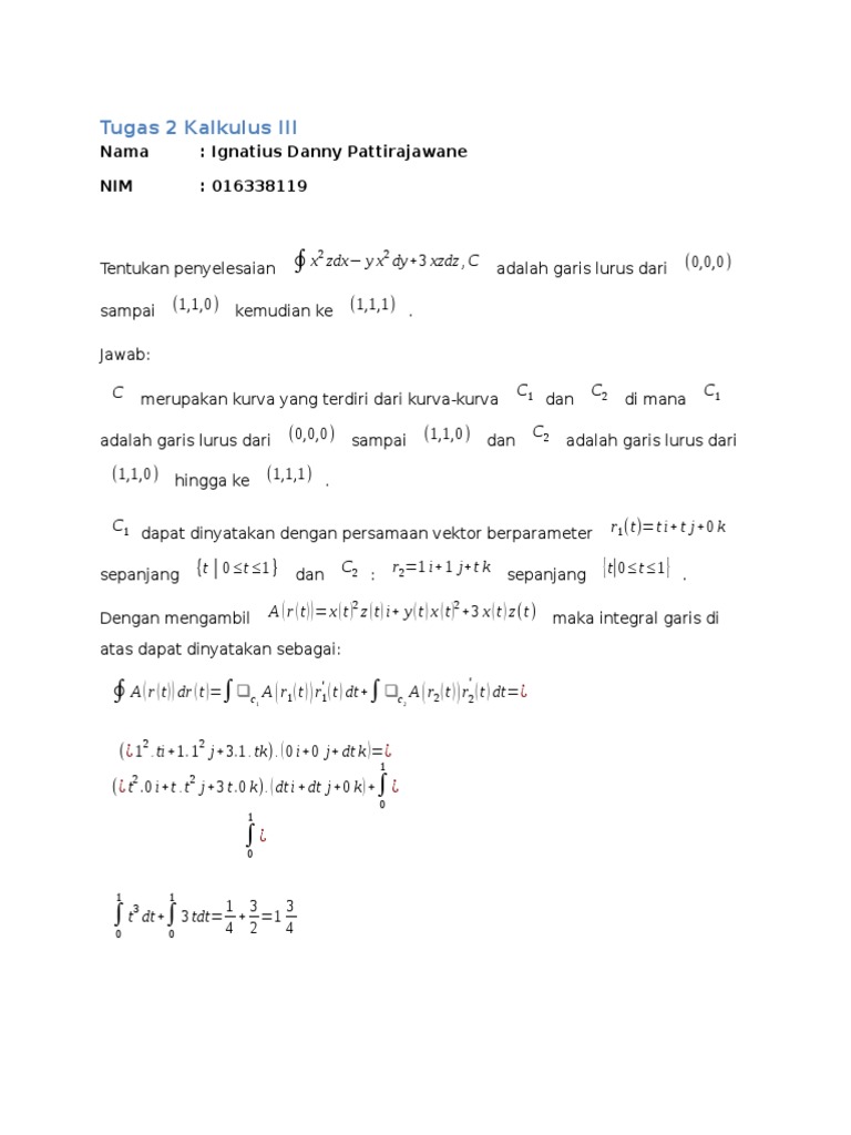 Tugas 2 Kalkulus III | PDF | Metode & Bahan Ajar | Sains & Matematika