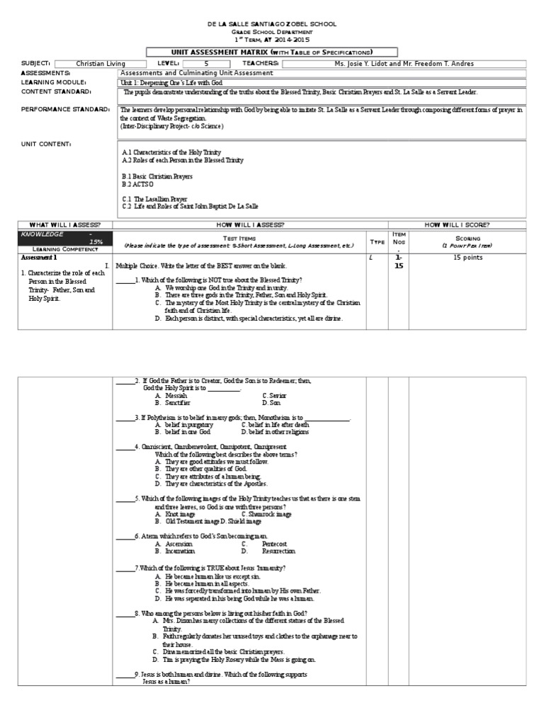 Grade 5 Christian Living Guide | PDF | Trinity | God