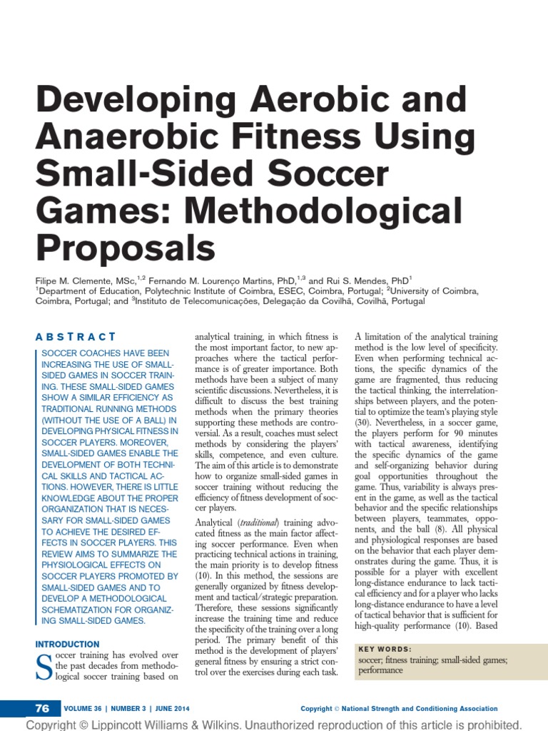 Developing Aerobic and Anaerobic Fitness Using Small-Sided Soccer Games ...