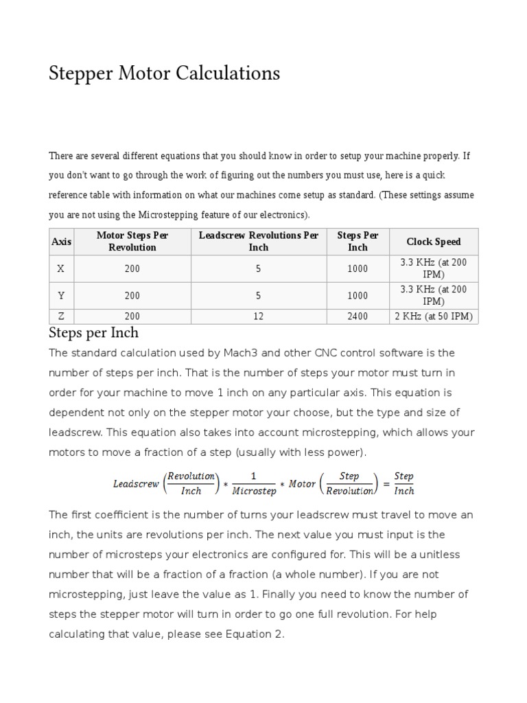 Stepper Motors Calculation | PDF | Speed | Manufactured Goods
