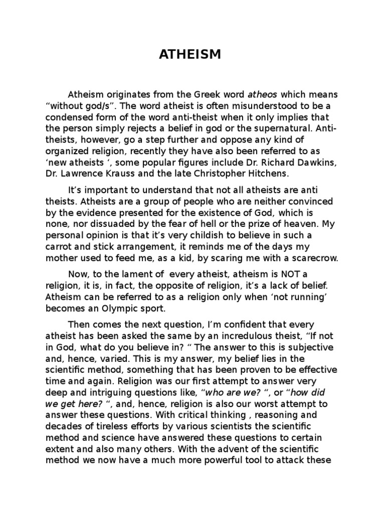 Atheism: We Get Here? ", And, Hence, Religion Is Also Our Worst Attempt ...