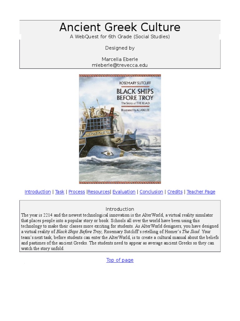 Ancient Greece Webquest | PDF | Ancient Greece | Homer