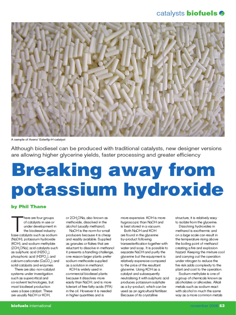 Biofuels Nov-08 Catalysis | PDF | Sodium Hydroxide | Catalysis
