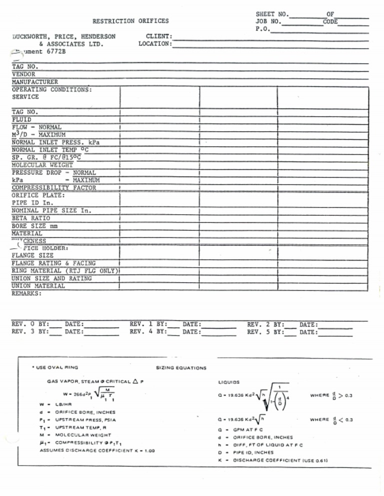 Restriction Orifice Datasheet | PDF