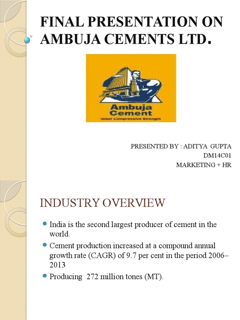 Final Presentation On Ambuja Cements LTD | Gujarat | Brand