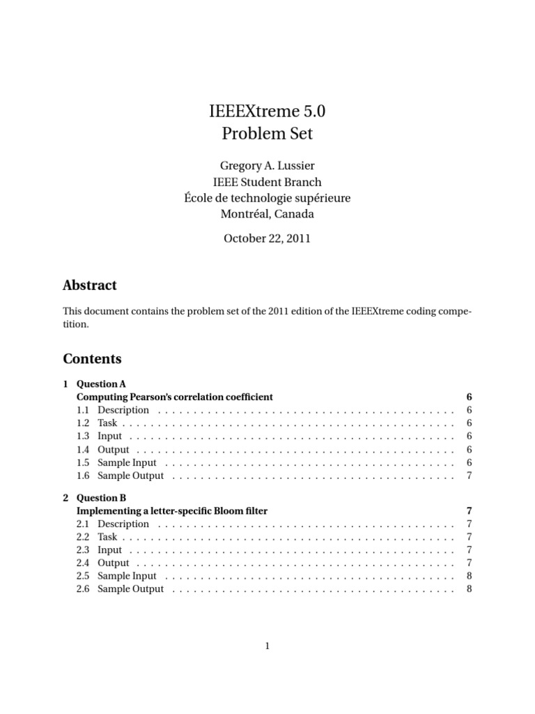 IEEE XTREME Problem Set | PDF | Correlation And Dependence | String (Computer Science)