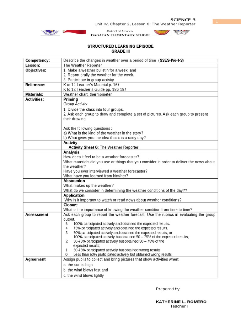 SLE Lesson 6 - The Weather Reporter | Download Free PDF | Weather ...
