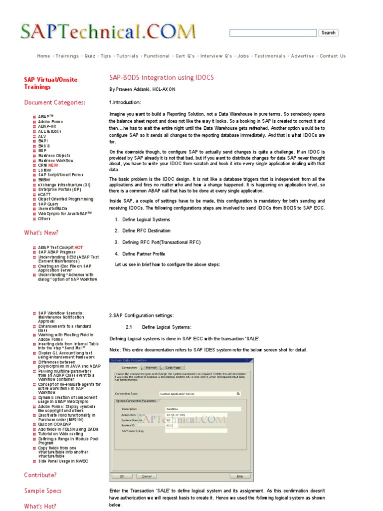 SAP-BODS Integration Using IDOCS | PDF | Areas Of Computer Science | Computing