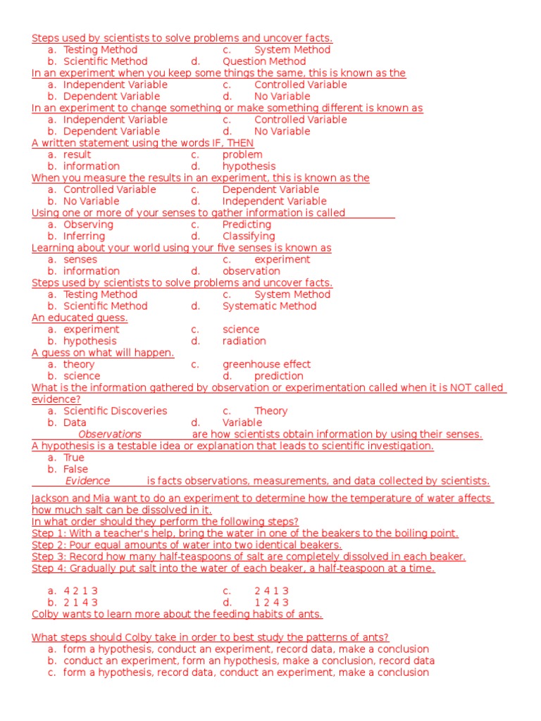 Steps Used by Scientists To Solve Problems and Uncover Facts | PDF ...