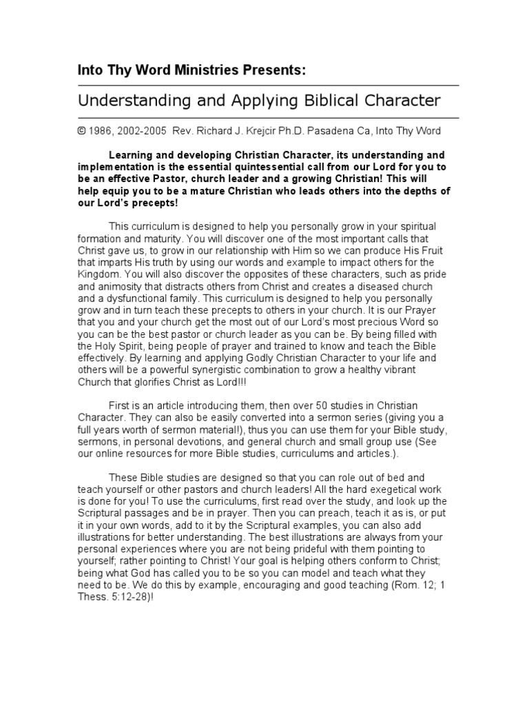 11 Character | PDF | David | Bible Study (Christian)