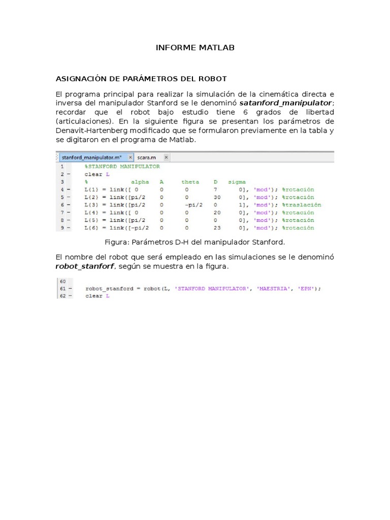 Informe Matlab | PDF | Física | Matemáticas Aplicadas