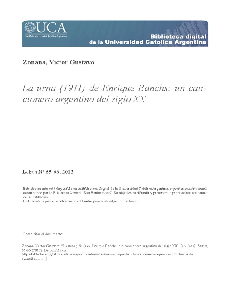 Urna Enrique Banchs Cancionero Argentino | PDF | Poesía | Baja Edad Media
