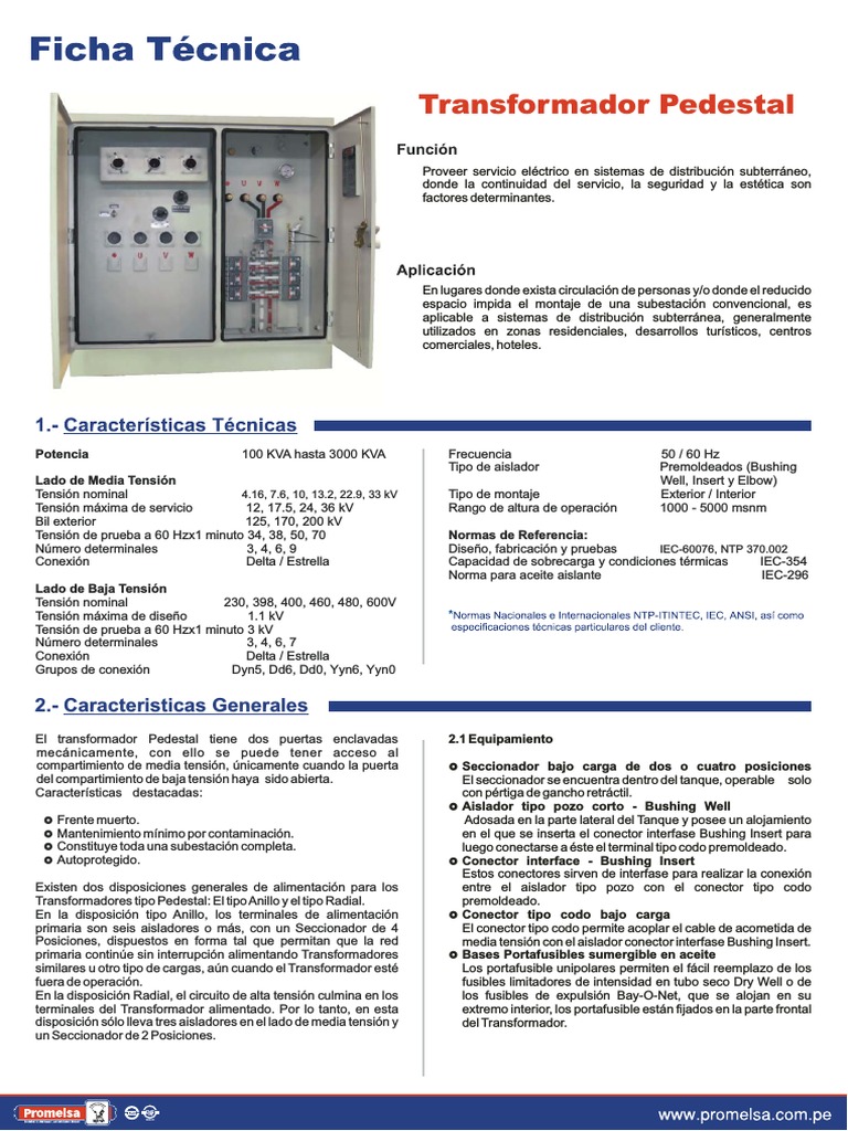 Ficha Tecnica Transformador Pedestal | PDF