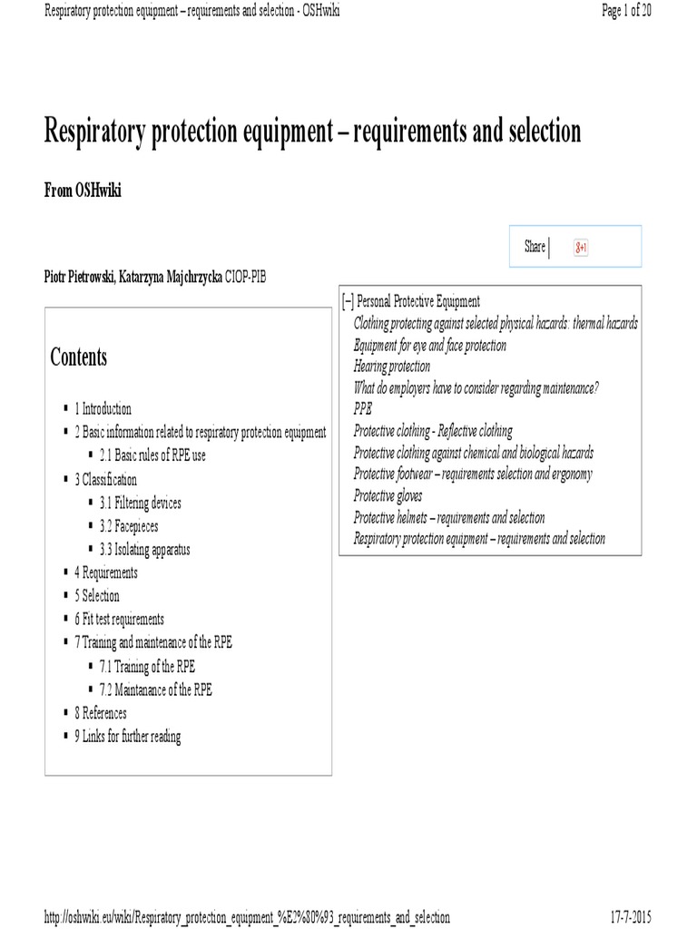 RPE Respiratory Protection | PDF | Personal Protective Equipment ...