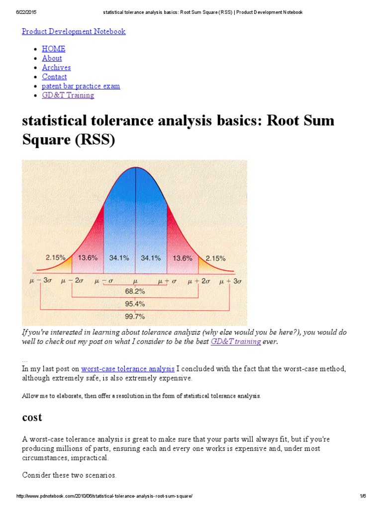 Statistical Tolerance Analysis | PDF | Standard Deviation | Normal Distribution