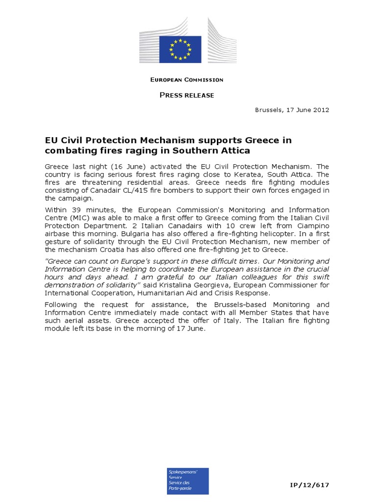 EU Civil Protection Mechanism Supports Greece in Combating Fires Raging ...