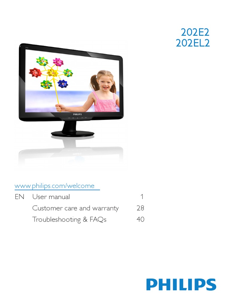 Manual Philips LCD Monitor With SmartTouch 202E2SB 20 (50.8 CM) E-Line ...