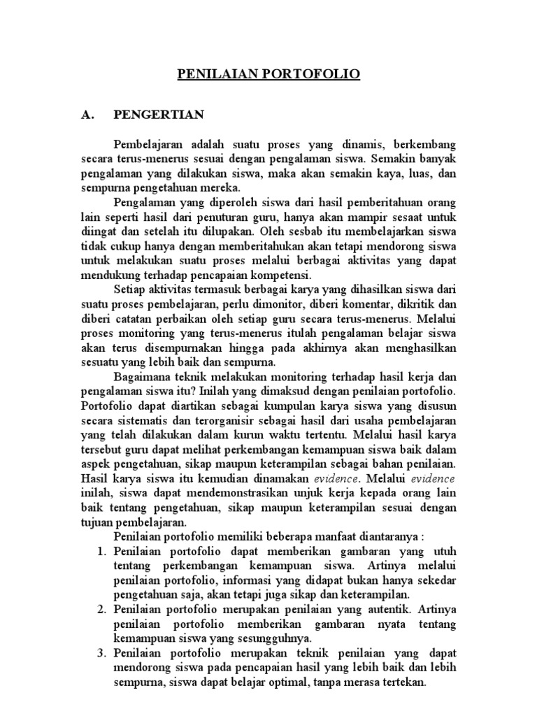 Penilaian Portofolio | PDF | Karier & Perkembangan